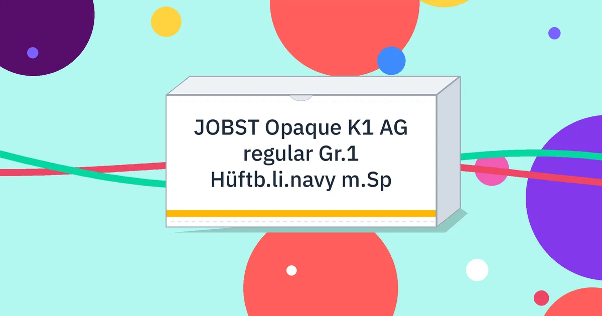 Symbolbild: Packung mit der Aufschrift JOBST Opaque K1 AG regular Gr.1 Hüftb.li.navy m.Sp (PZN 13099738) – Verfügbarkeit und Bezug in Apotheken in Frankfurt am Main