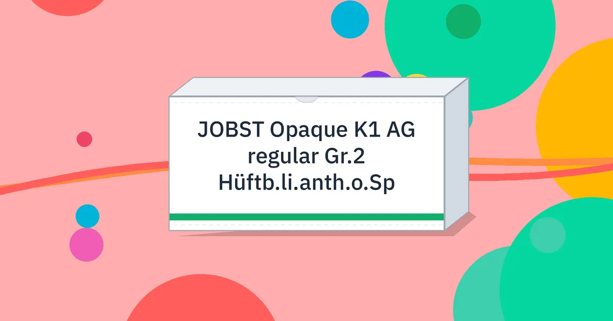 Symbolbild: Packung mit der Aufschrift JOBST Opaque K1 AG regular Gr.2 Hüftb.li.anth.o.Sp (PZN 16271818) – Verfügbarkeit und Bezug in Apotheken in Frankfurt am Main