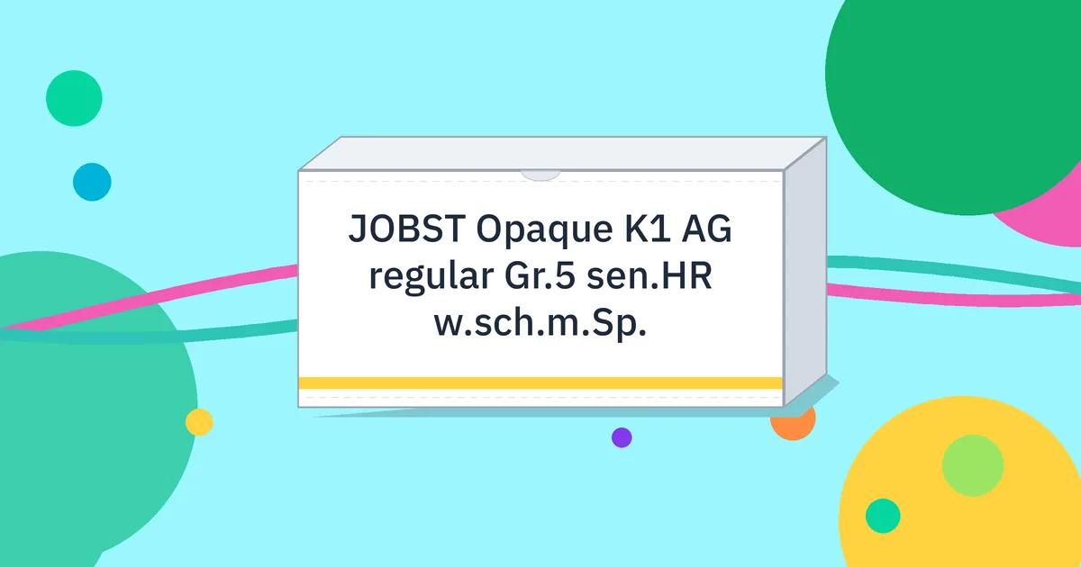 Symbolbild: Packung mit der Aufschrift JOBST Opaque K1 AG regular Gr.5 sen.HR w.sch.m.Sp. (PZN 13093351) – Verfügbarkeit und Bezug in Apotheken in Frankfurt am Main