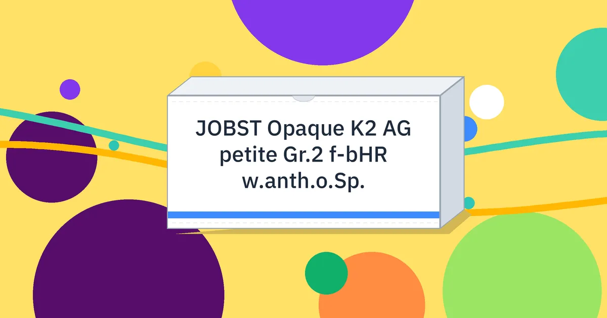 Symbolbild: Packung mit der Aufschrift JOBST Opaque K2 AG petite Gr.2 f-bHR w.anth.o.Sp. (PZN 16286518) – Verfügbarkeit und Bezug in Apotheken in Frankfurt am Main