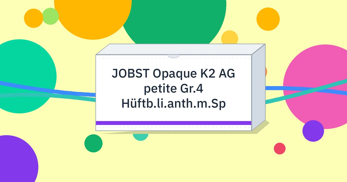Symbolbild: Packung mit der Aufschrift JOBST Opaque K2 AG petite Gr.4 Hüftb.li.anth.m.Sp (PZN 16288925) – Verfügbarkeit und Bezug in Apotheken in Frankfurt am Main