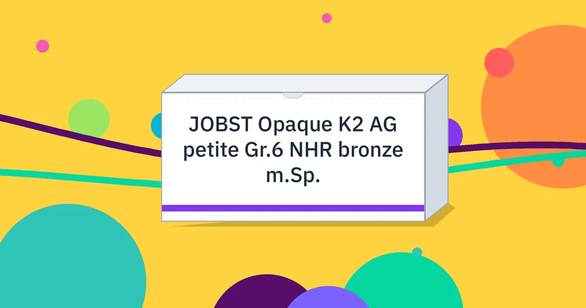 Symbolbild: Packung mit der Aufschrift JOBST Opaque K2 AG petite Gr.6 NHR bronze m.Sp. (PZN 13112143) – Verfügbarkeit und Bezug in Apotheken in Frankfurt am Main