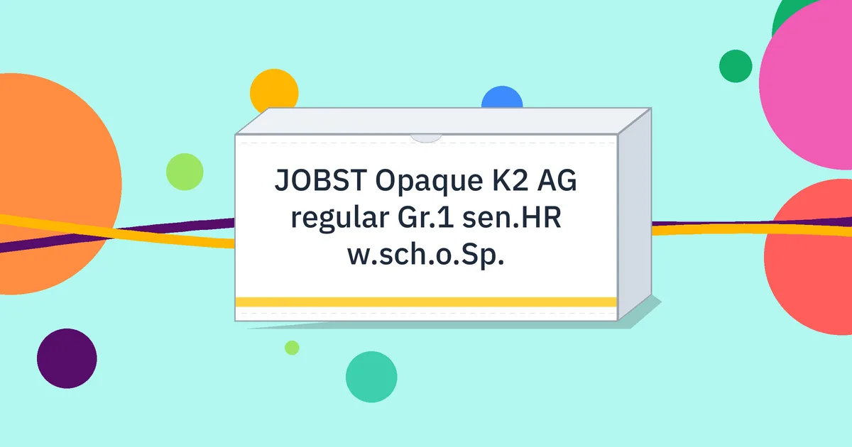 Symbolbild: Packung mit der Aufschrift JOBST Opaque K2 AG regular Gr.1 sen.HR w.sch.o.Sp. (PZN 11254301) – Verfügbarkeit und Bezug in Apotheken in Frankfurt am Main