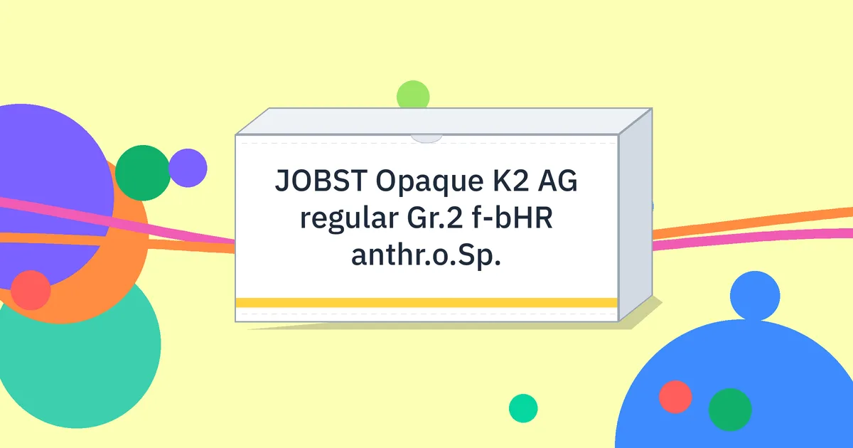 Symbolbild: Packung mit der Aufschrift JOBST Opaque K2 AG regular Gr.2 f-bHR anthr.o.Sp. (PZN 16282638) – Verfügbarkeit und Bezug in Apotheken in Frankfurt am Main