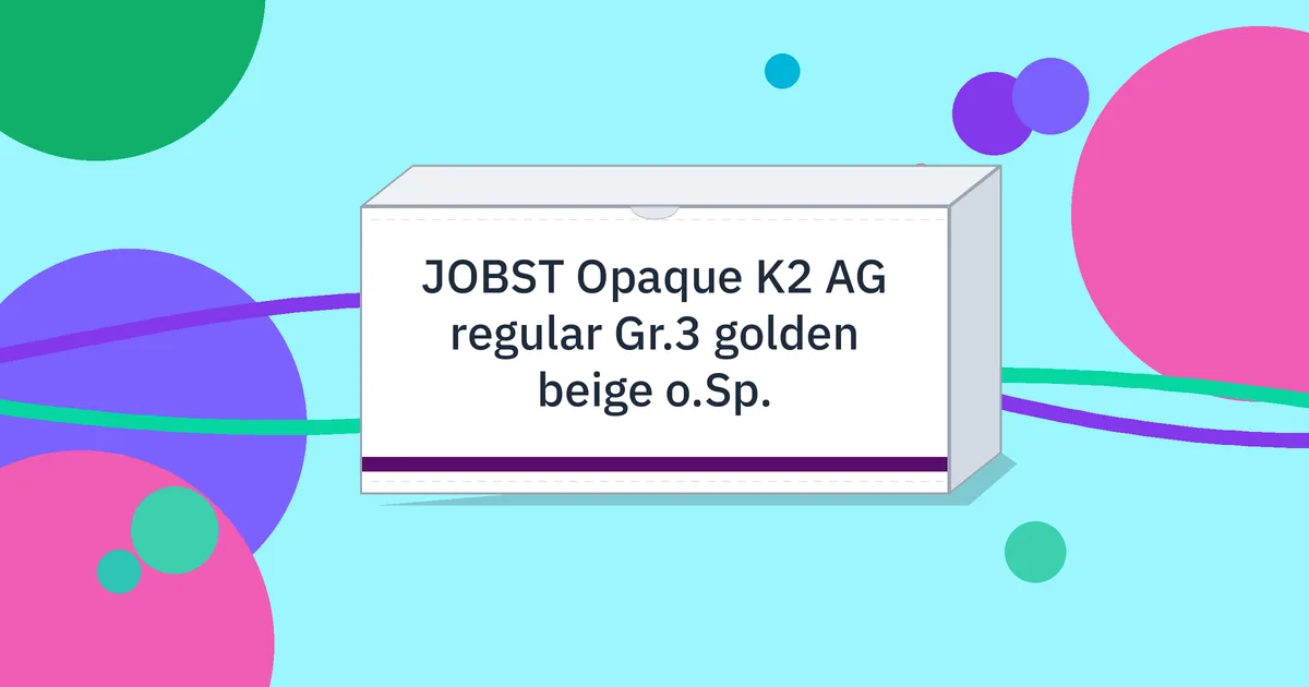 Symbolbild: Packung mit der Aufschrift JOBST Opaque K2 AG regular Gr.3 golden beige o.Sp. (PZN 16280220) – Verfügbarkeit und Bezug in Apotheken in Frankfurt am Main