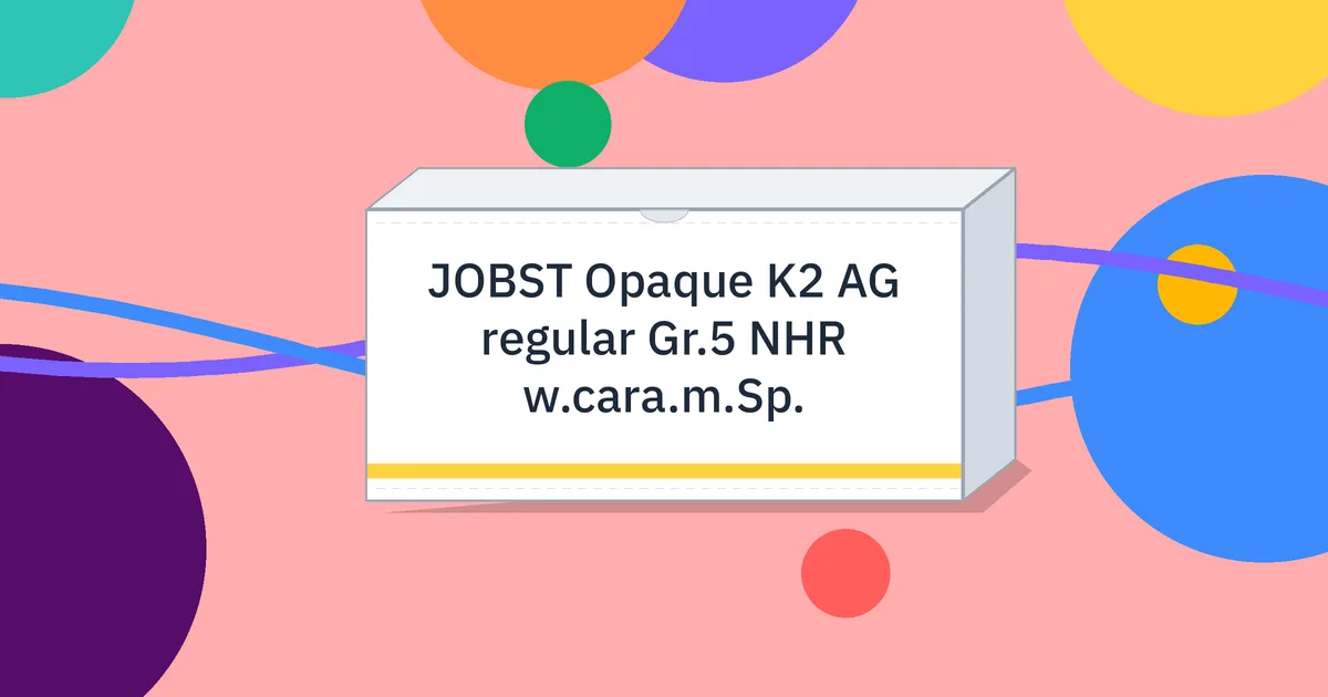 Symbolbild: Packung mit der Aufschrift JOBST Opaque K2 AG regular Gr.5 NHR w.cara.m.Sp. (PZN 11253738) – Verfügbarkeit und Bezug in Apotheken in Frankfurt am Main