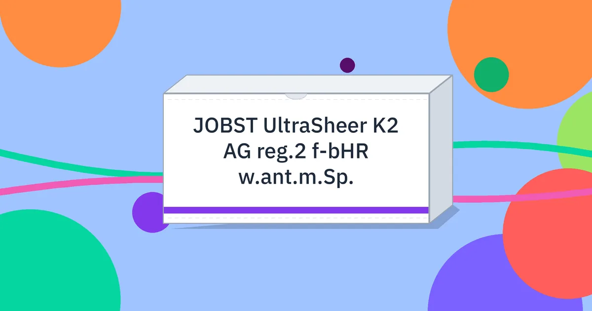 Symbolbild: Packung mit der Aufschrift JOBST UltraSheer K2 AG reg.2 f-bHR w.ant.m.Sp. (PZN 13152668) – Verfügbarkeit und Bezug in Apotheken in Frankfurt am Main
