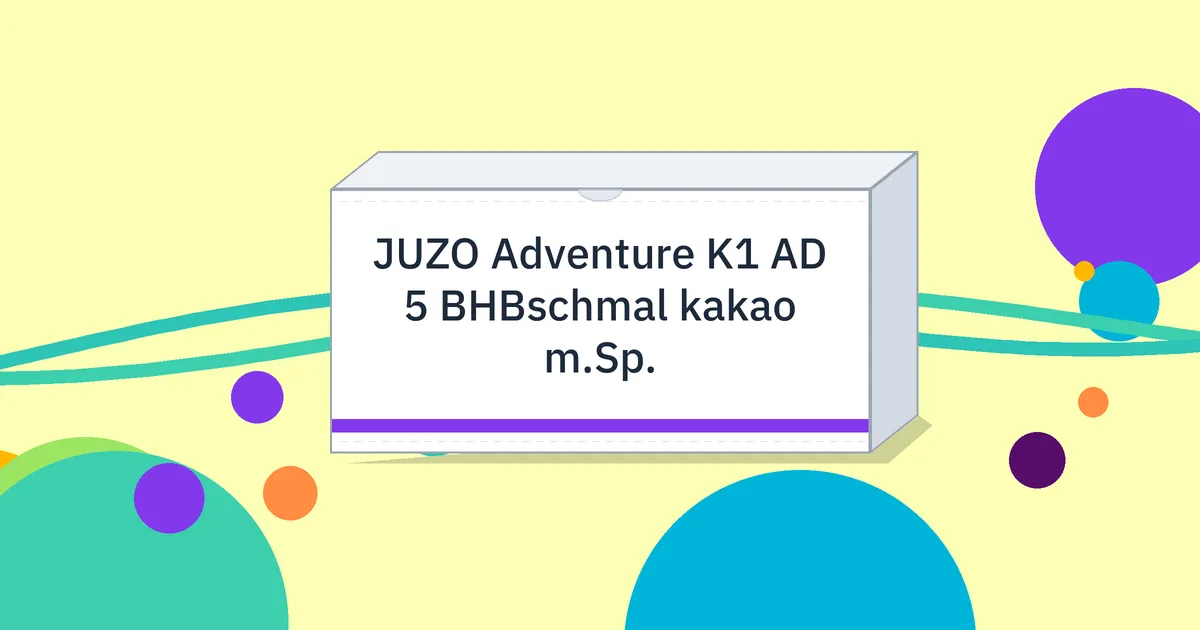 Symbolbild: Packung mit der Aufschrift JUZO Adventure K1 AD 5 BHBschmal kakao m.Sp. (PZN 15495964) – Verfügbarkeit und Bezug in Apotheken in Frankfurt am Main