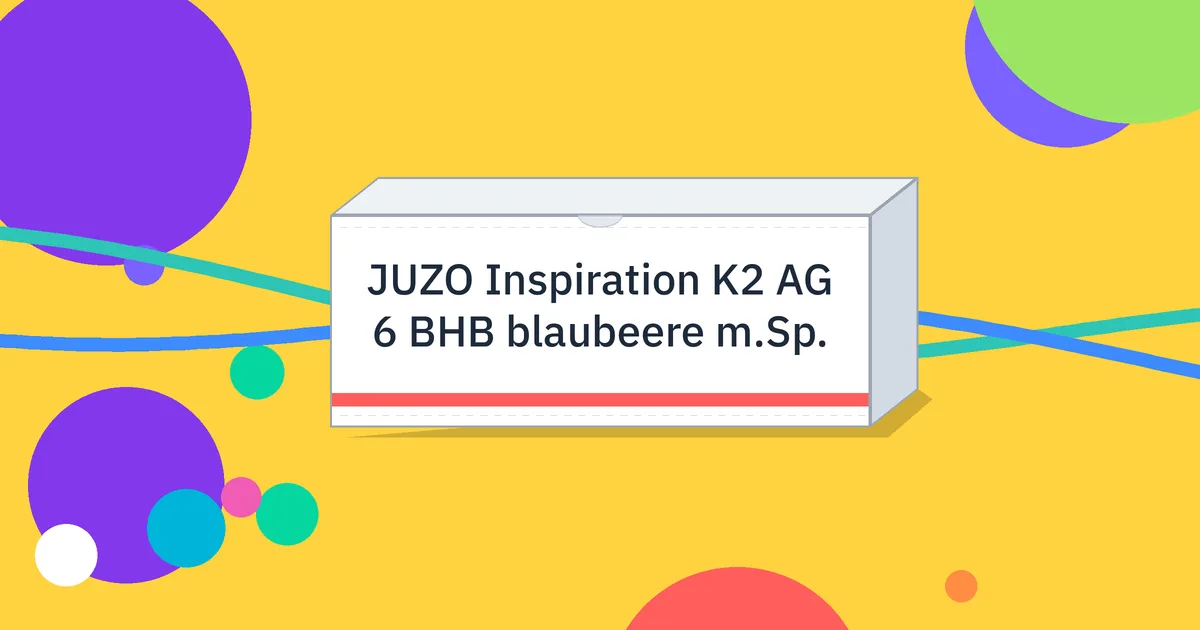 Symbolbild: Packung mit der Aufschrift JUZO Inspiration K2 AG 6 BHB blaubeere m.Sp. (PZN 14832968) – Verfügbarkeit und Bezug in Apotheken in Frankfurt am Main