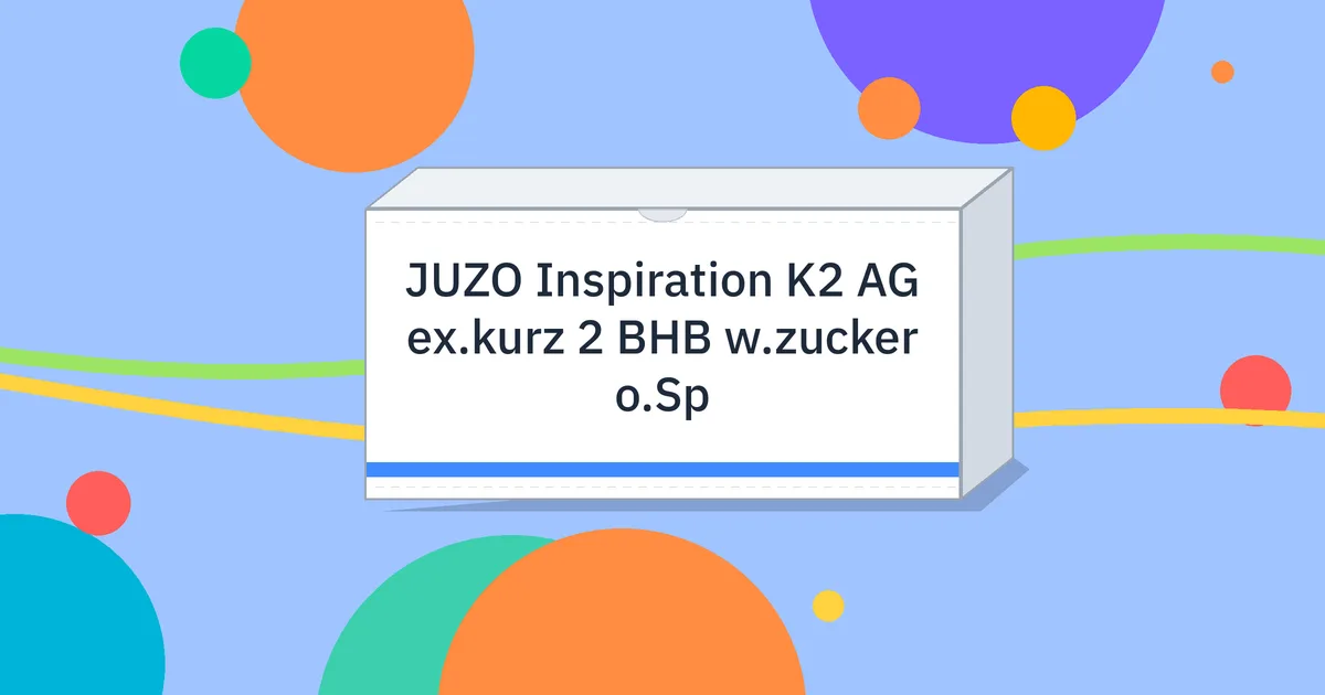 Symbolbild: Packung mit der Aufschrift JUZO Inspiration K2 AG ex.kurz 2 BHB w.zucker o.Sp (PZN 14851687) – Verfügbarkeit und Bezug in Apotheken in Frankfurt am Main