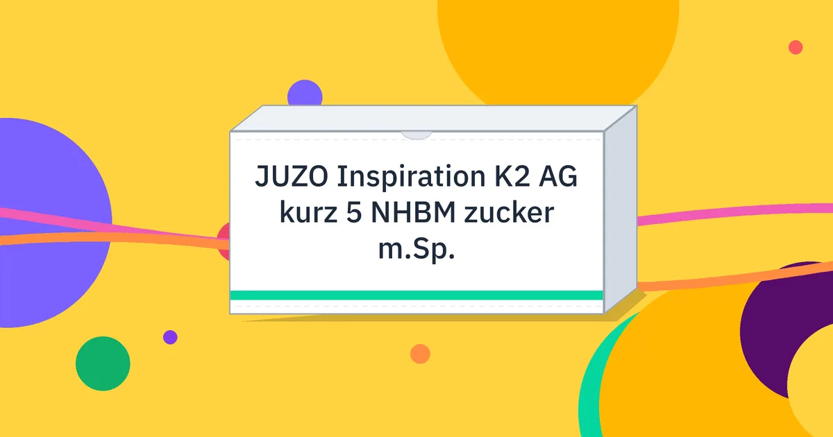 Symbolbild: Packung mit der Aufschrift JUZO Inspiration K2 AG kurz 5 NHBM zucker m.Sp. (PZN 14950219) – Verfügbarkeit und Bezug in Apotheken in Frankfurt am Main