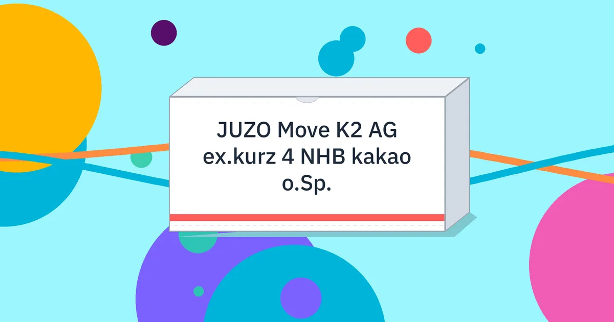 Symbolbild: Packung mit der Aufschrift JUZO Move K2 AG ex.kurz 4 NHB kakao o.Sp. (PZN 18565406) – Verfügbarkeit und Bezug in Apotheken in Frankfurt am Main