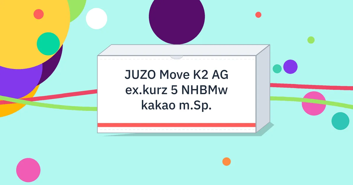 Symbolbild: Packung mit der Aufschrift JUZO Move K2 AG ex.kurz 5 NHBMw kakao m.Sp. (PZN 18563175) – Verfügbarkeit und Bezug in Apotheken in Frankfurt am Main