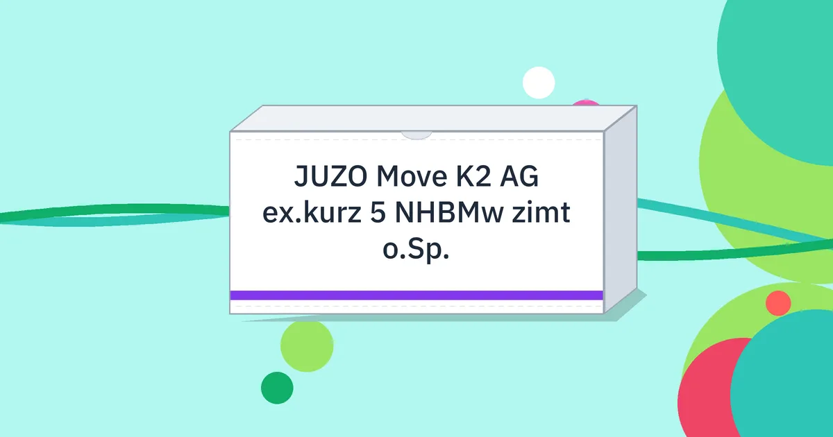 Symbolbild: Packung mit der Aufschrift JUZO Move K2 AG ex.kurz 5 NHBMw zimt o.Sp. (PZN 18533435) – Verfügbarkeit und Bezug in Apotheken in Frankfurt am Main