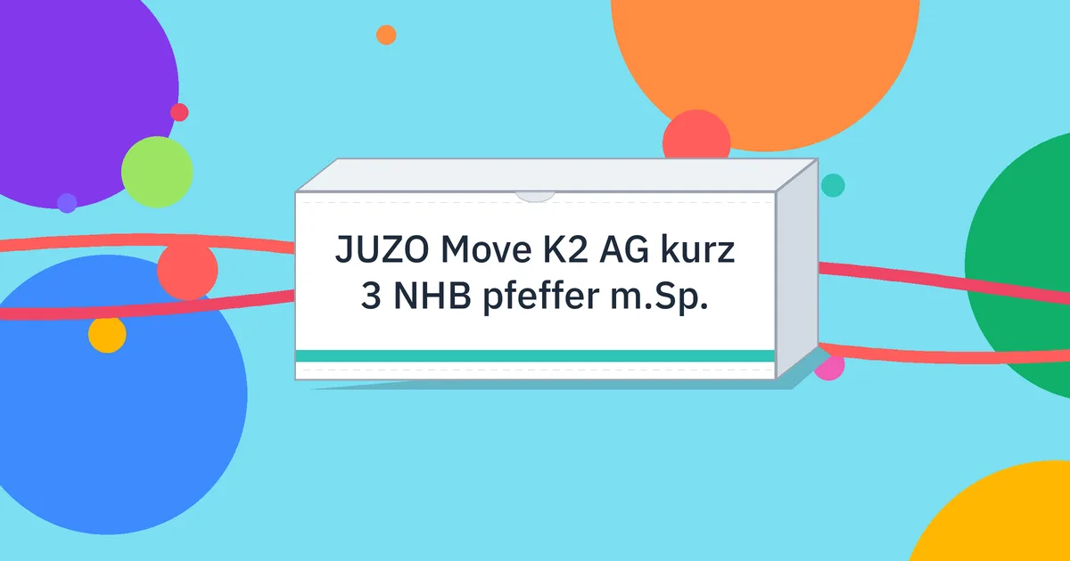 Symbolbild: Packung mit der Aufschrift JUZO Move K2 AG kurz 3 NHB pfeffer m.Sp. (PZN 16637113) – Verfügbarkeit und Bezug in Apotheken in Frankfurt am Main