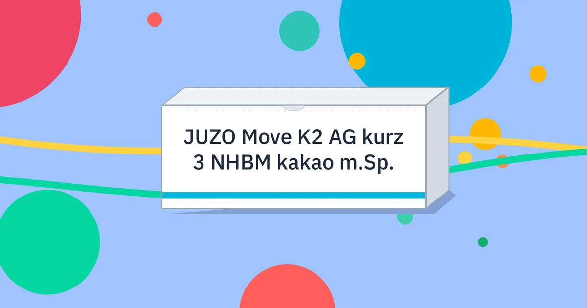 Symbolbild: Packung mit der Aufschrift JUZO Move K2 AG kurz 3 NHBM kakao m.Sp. (PZN 18558990) – Verfügbarkeit und Bezug in Apotheken in Frankfurt am Main