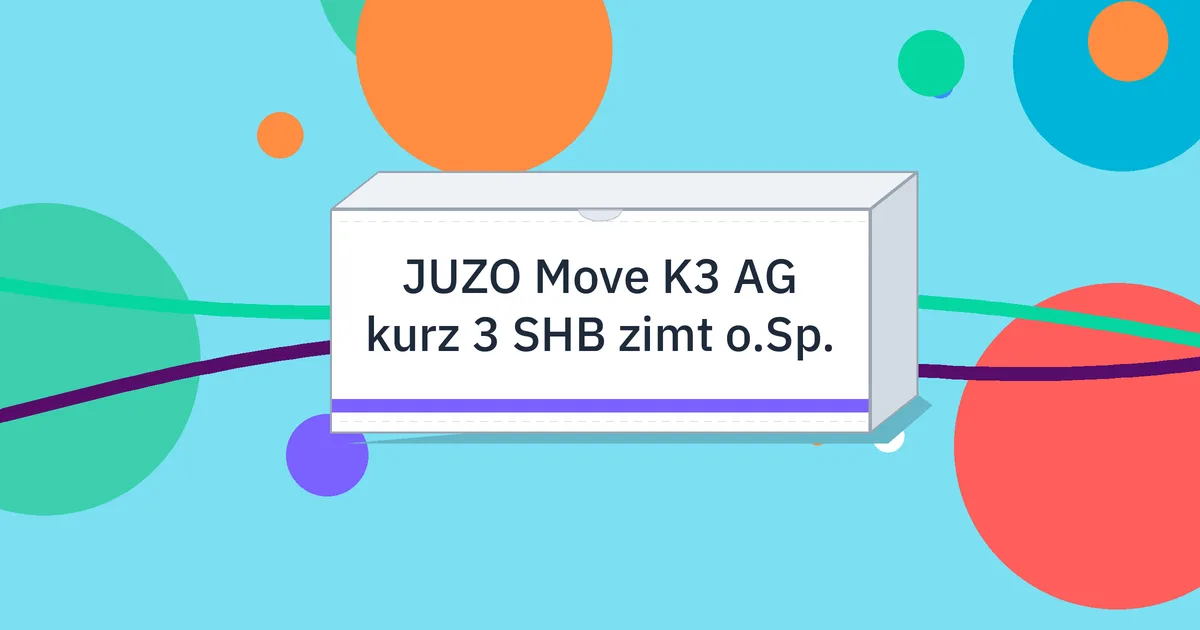 Symbolbild: Packung mit der Aufschrift JUZO Move K3 AG kurz 3 SHB zimt o.Sp. (PZN 18581345) – Verfügbarkeit und Bezug in Apotheken in Frankfurt am Main