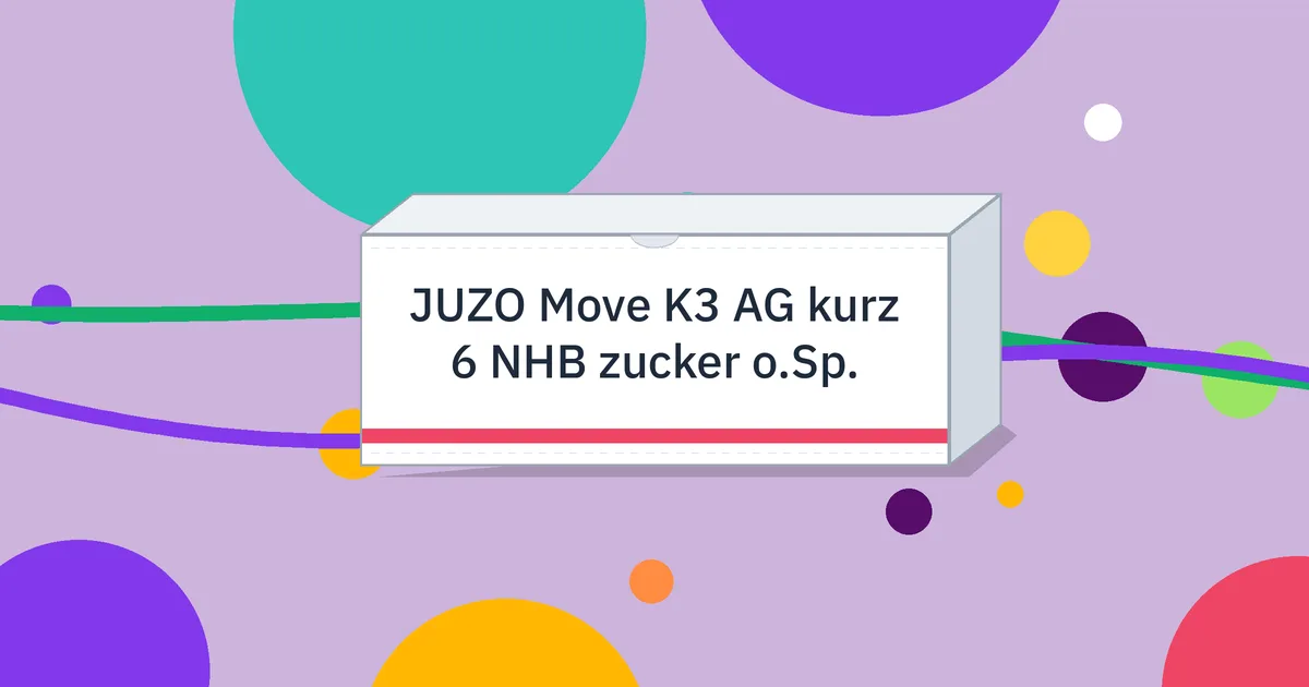 Symbolbild: Packung mit der Aufschrift JUZO Move K3 AG kurz 6 NHB zucker o.Sp. (PZN 18581090) – Verfügbarkeit und Bezug in Apotheken in Frankfurt am Main