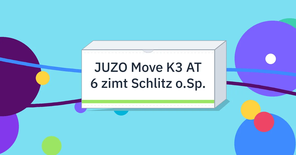 Symbolbild: Packung mit der Aufschrift JUZO Move K3 AT 6 zimt Schlitz o.Sp. (PZN 20679465) – Verfügbarkeit und Bezug in Apotheken in Frankfurt am Main
