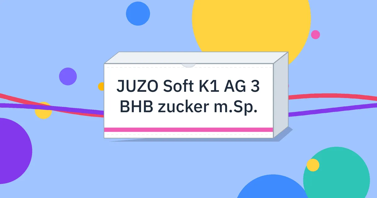 Symbolbild: Packung mit der Aufschrift JUZO Soft K1 AG 3 BHB zucker m.Sp. (PZN 14820617) – Verfügbarkeit und Bezug in Apotheken in Frankfurt am Main