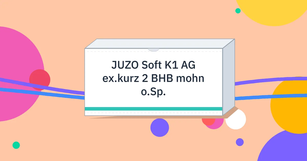 Symbolbild: Packung mit der Aufschrift JUZO Soft K1 AG ex.kurz 2 BHB mohn o.Sp. (PZN 14824414) – Verfügbarkeit und Bezug in Apotheken in Frankfurt am Main