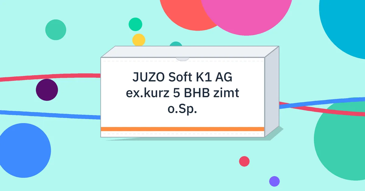 Symbolbild: Packung mit der Aufschrift JUZO Soft K1 AG ex.kurz 5 BHB zimt o.Sp. (PZN 14824087) – Verfügbarkeit und Bezug in Apotheken in Frankfurt am Main
