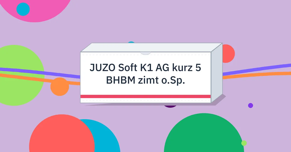 Symbolbild: Packung mit der Aufschrift JUZO Soft K1 AG kurz 5 BHBM zimt o.Sp. (PZN 14857543) – Verfügbarkeit und Bezug in Apotheken in Frankfurt am Main