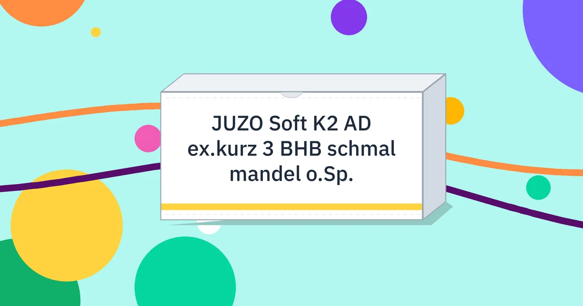 Symbolbild: Packung mit der Aufschrift JUZO Soft K2 AD ex.kurz 3 BHB schmal mandel o.Sp. (PZN 15468565) – Verfügbarkeit und Bezug in Apotheken in Frankfurt am Main