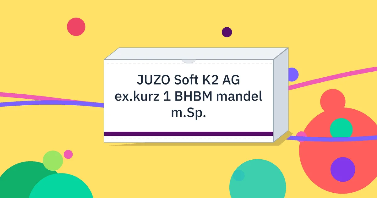 Symbolbild: Packung mit der Aufschrift JUZO Soft K2 AG ex.kurz 1 BHBM mandel m.Sp. (PZN 14860410) – Verfügbarkeit und Bezug in Apotheken in Frankfurt am Main