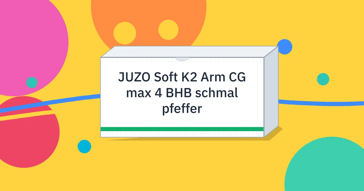 Symbolbild: Packung mit der Aufschrift JUZO Soft K2 Arm CG max 4 BHB schmal pfeffer (PZN 15513107) – Verfügbarkeit und Bezug in Apotheken in Frankfurt am Main