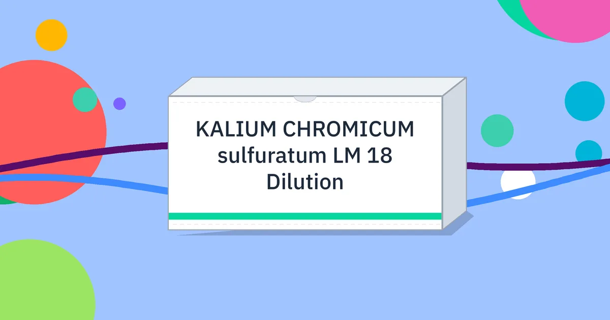 Symbolbild: Packung mit der Aufschrift KALIUM CHROMICUM sulfuratum LM 18 Dilution (PZN 12919731) – Verfügbarkeit und Bezug in Apotheken in Frankfurt am Main