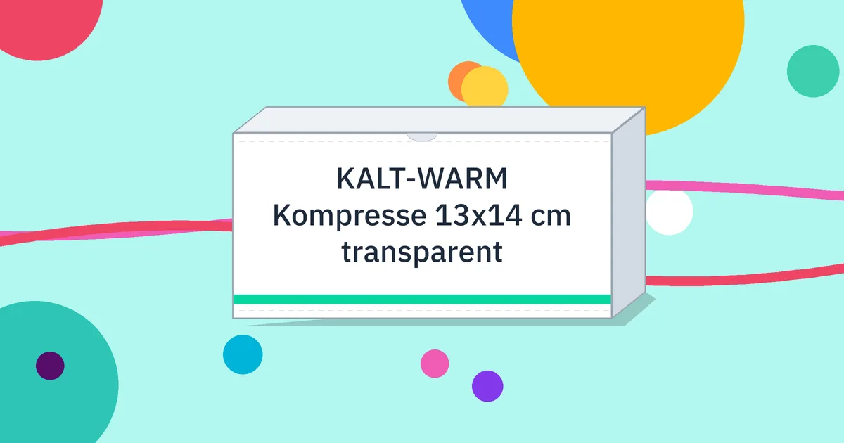 Symbolbild: Packung mit der Aufschrift KALT-WARM Kompresse 13x14 cm transparent (PZN 01288351) – Verfügbarkeit und Bezug in Apotheken in Frankfurt am Main