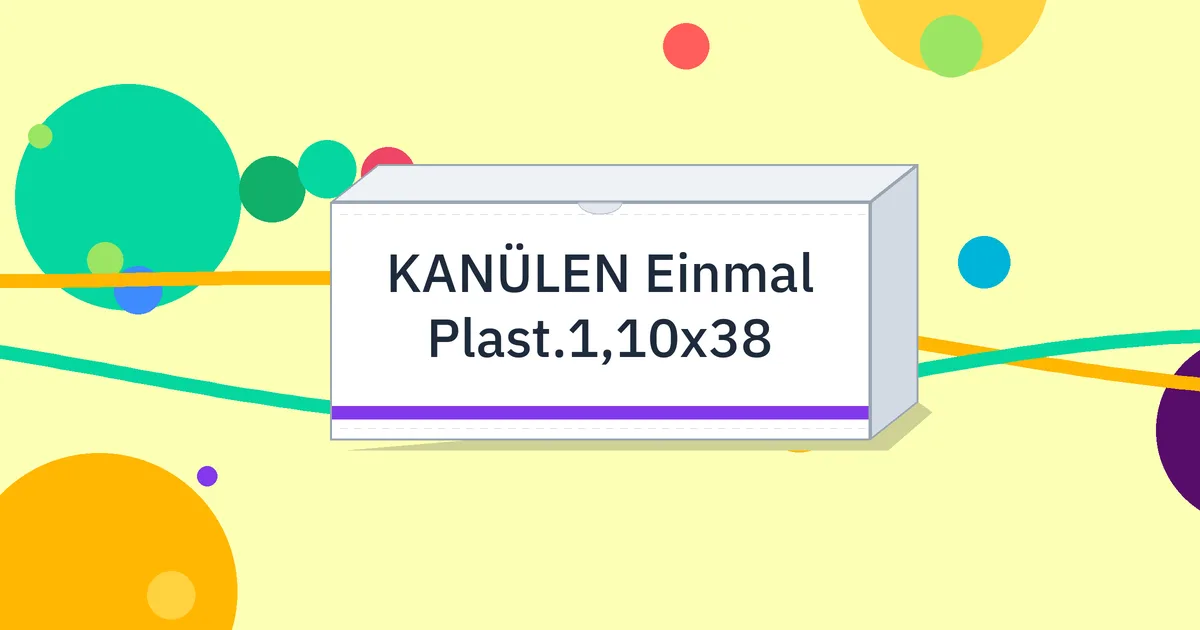 Symbolbild: Packung mit der Aufschrift KANÜLEN Einmal Plast.1,10x38 (PZN 01963918) – Verfügbarkeit und Bezug in Apotheken in Frankfurt am Main