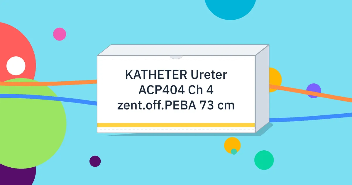 Symbolbild: Packung mit der Aufschrift KATHETER Ureter ACP404 Ch 4 zent.off.PEBA 73 cm (PZN 00205044) – Verfügbarkeit und Bezug in Apotheken in Frankfurt am Main