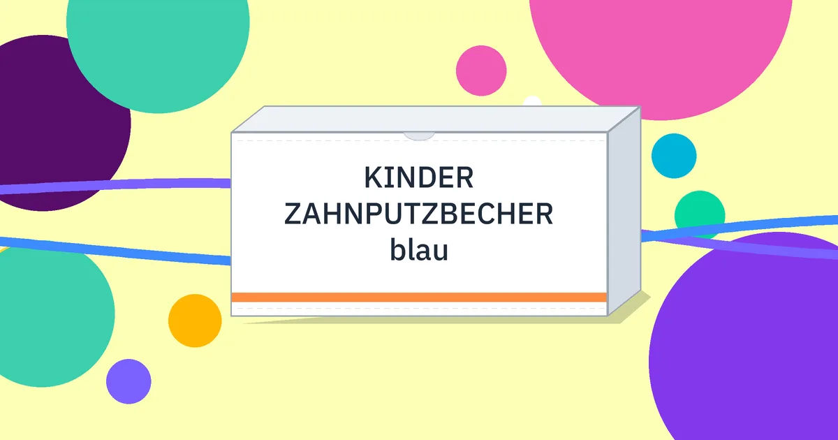 Symbolbild: Packung mit der Aufschrift KINDER ZAHNPUTZBECHER blau (PZN 14256111) – Verfügbarkeit und Bezug in Apotheken in Frankfurt am Main