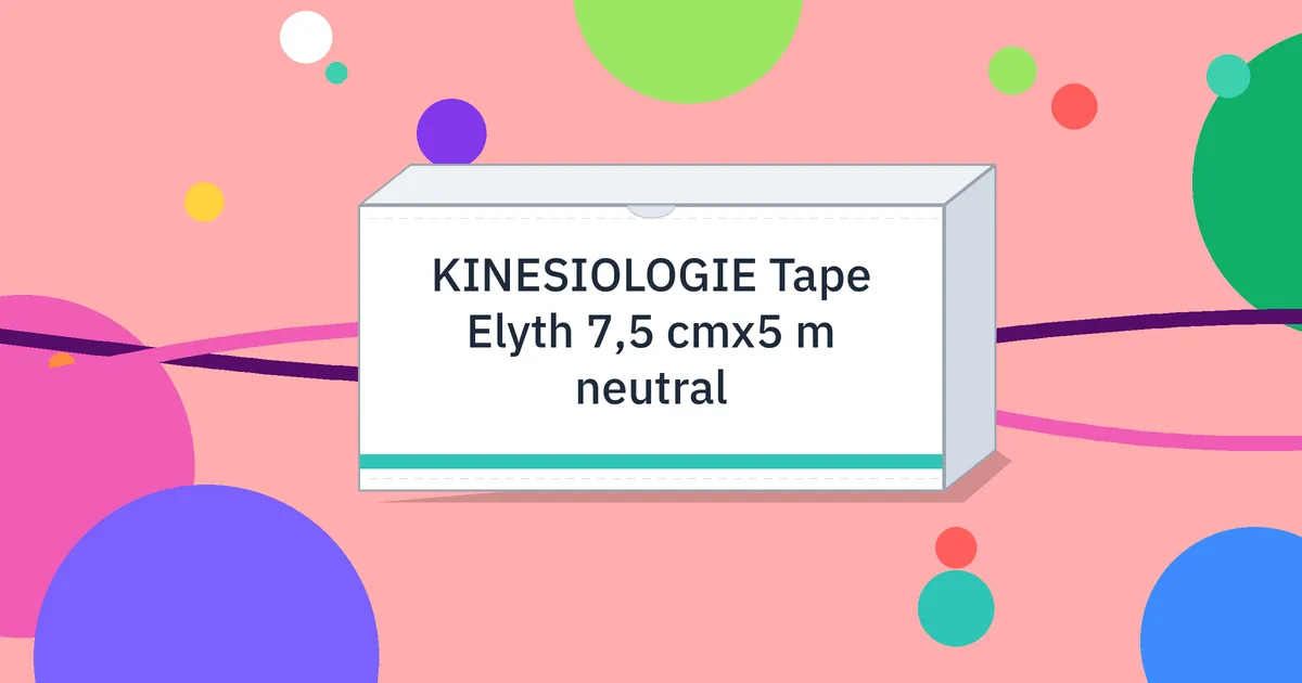 Symbolbild: Packung mit der Aufschrift KINESIOLOGIE Tape Elyth 7,5 cmx5 m neutral (PZN 10735694) – Verfügbarkeit und Bezug in Apotheken in Frankfurt am Main