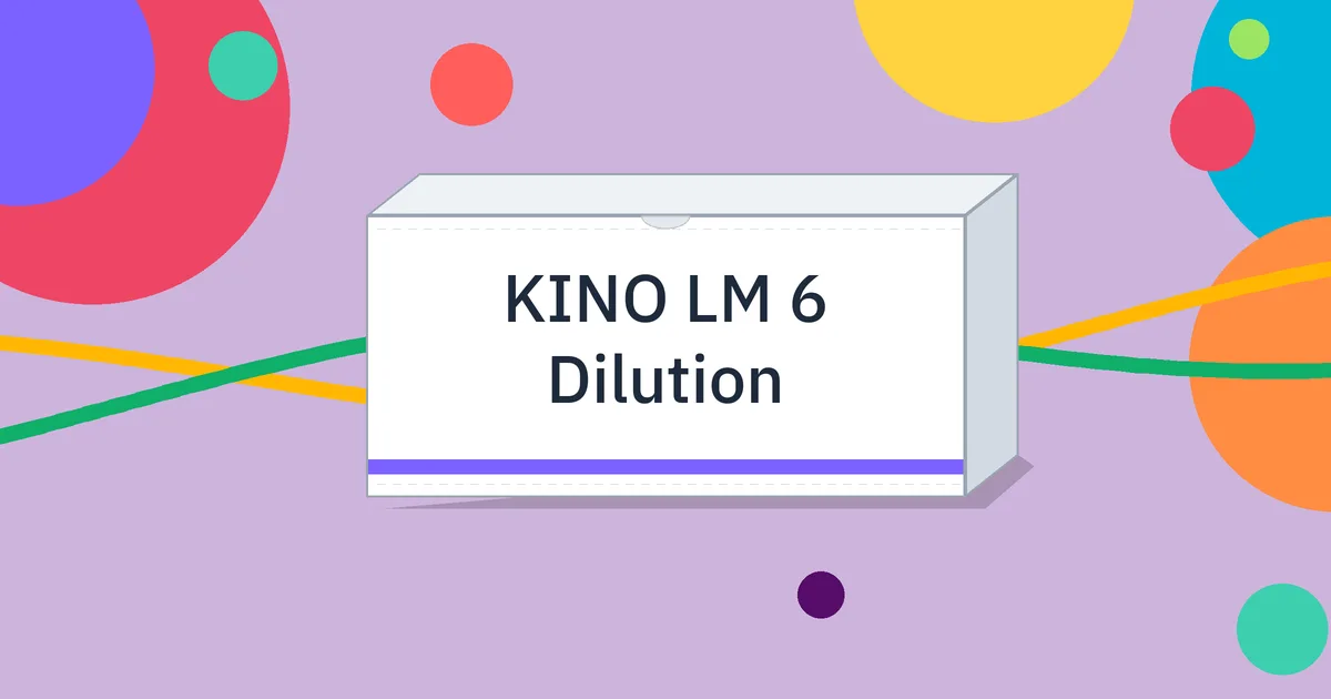 Symbolbild: Packung mit der Aufschrift KINO LM 6 Dilution (PZN 13518419) – Verfügbarkeit und Bezug in Apotheken in Frankfurt am Main