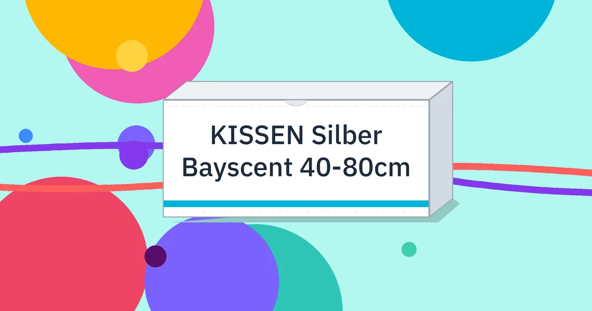 Symbolbild: Packung mit der Aufschrift KISSEN Silber Bayscent 40-80cm (PZN 06090458) – Verfügbarkeit und Bezug in Apotheken in Frankfurt am Main