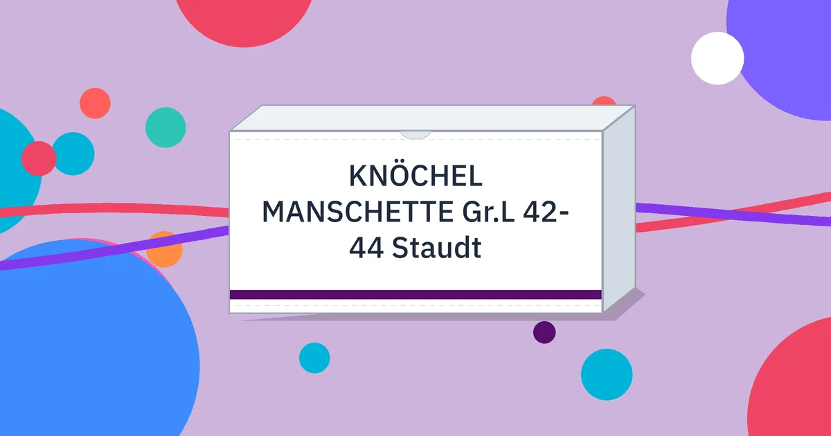 Symbolbild: Packung mit der Aufschrift KNÖCHEL MANSCHETTE Gr.L 42-44 Staudt (PZN 11152693) – Verfügbarkeit und Bezug in Apotheken in Frankfurt am Main