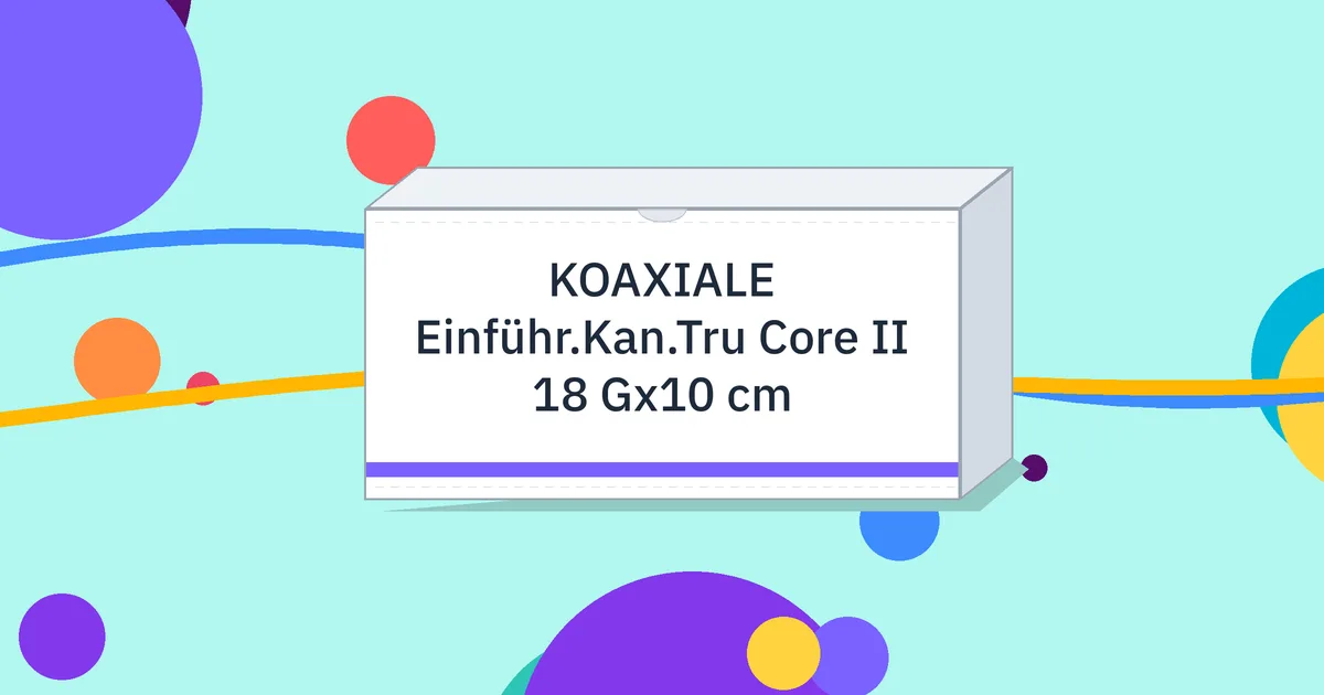 Symbolbild: Packung mit der Aufschrift KOAXIALE Einführ.Kan.Tru Core II 18 Gx10 cm (PZN 02294690) – Verfügbarkeit und Bezug in Apotheken in Frankfurt am Main