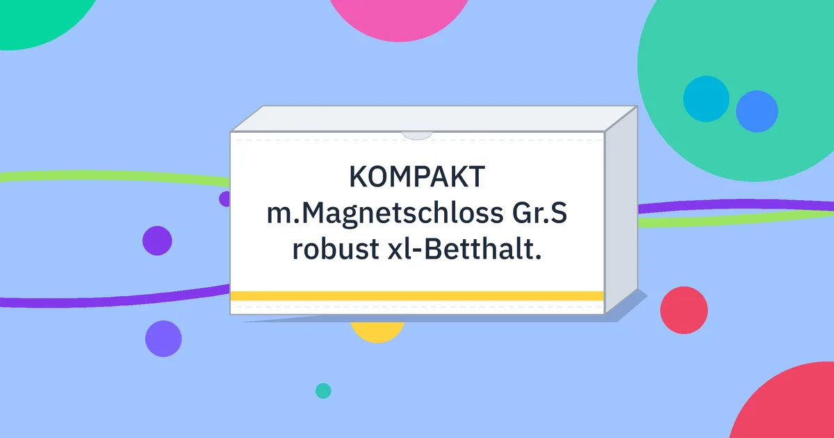 Symbolbild: Packung mit der Aufschrift KOMPAKT m.Magnetschloss Gr.S robust xl-Betthalt. (PZN 11574282) – Verfügbarkeit und Bezug in Apotheken in Frankfurt am Main
