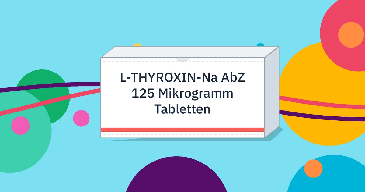 Symbolbild: Packung mit der Aufschrift L-THYROXIN-Na AbZ 125 Mikrogramm Tabletten (PZN 09082407) – Verfügbarkeit und Bezug in Apotheken in Frankfurt am Main