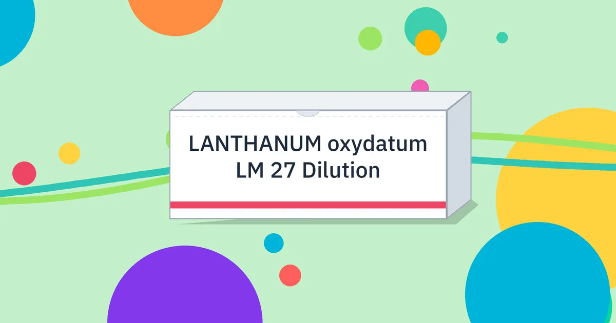 Symbolbild: Packung mit der Aufschrift LANTHANUM oxydatum LM 27 Dilution (PZN 13522390) – Verfügbarkeit und Bezug in Apotheken in Frankfurt am Main