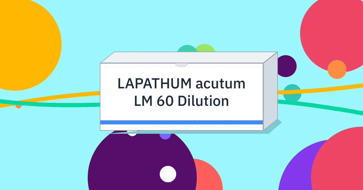 Symbolbild: Packung mit der Aufschrift LAPATHUM acutum LM 60 Dilution (PZN 13522935) – Verfügbarkeit und Bezug in Apotheken in Frankfurt am Main