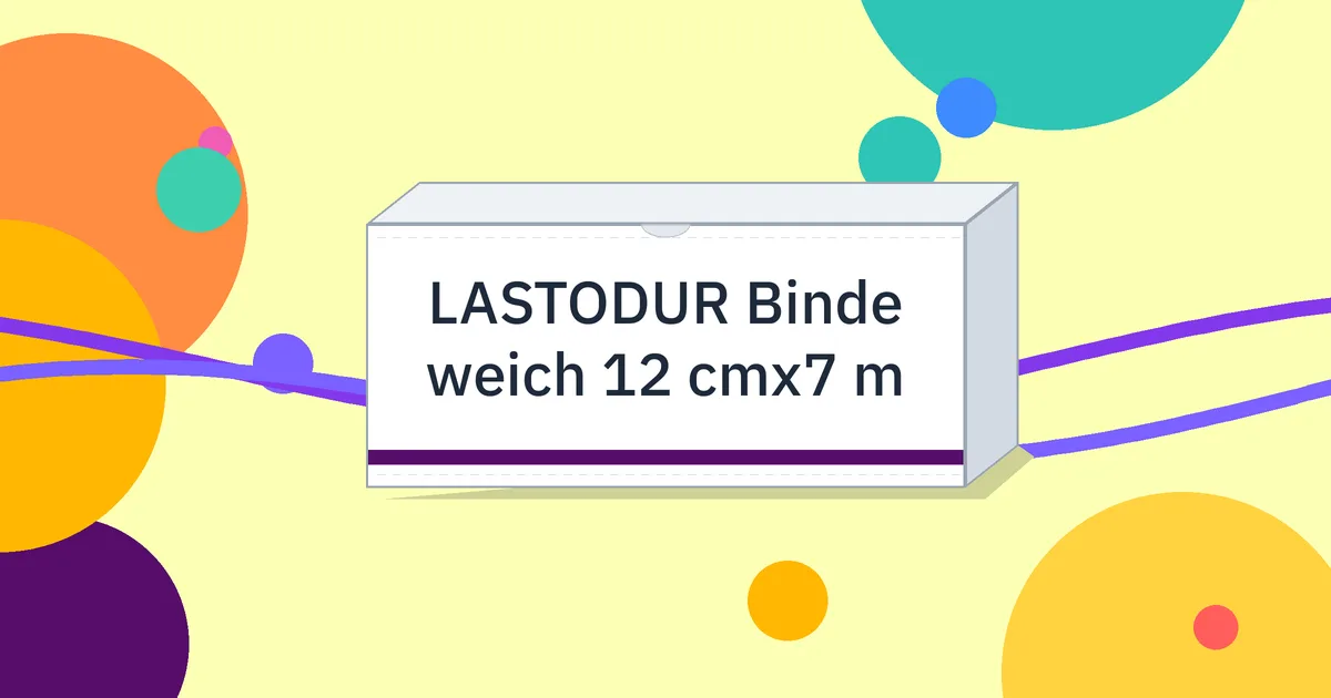 Symbolbild: Packung mit der Aufschrift LASTODUR Binde weich 12 cmx7 m (PZN 13744570) – Verfügbarkeit und Bezug in Apotheken in Frankfurt am Main
