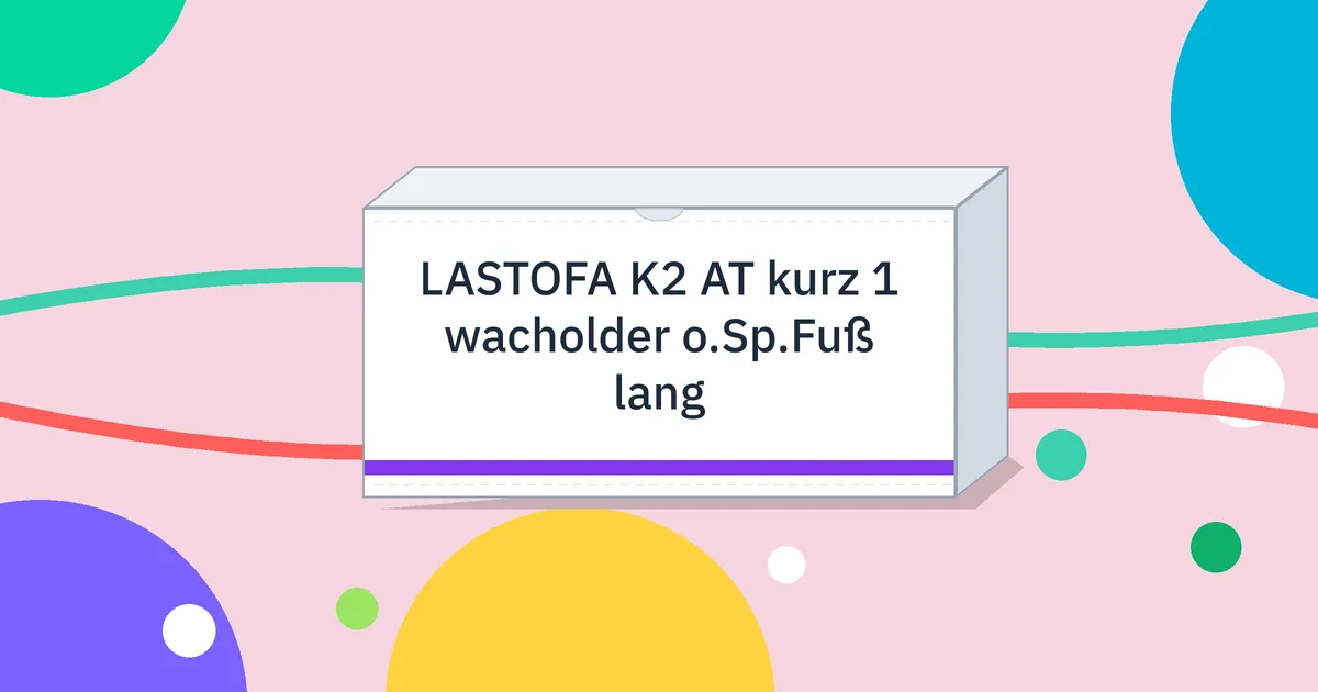 Symbolbild: Packung mit der Aufschrift LASTOFA K2 AT kurz 1 wacholder o.Sp.Fuß lang (PZN 14151398) – Verfügbarkeit und Bezug in Apotheken in Frankfurt am Main