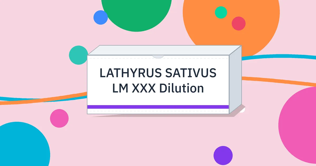 Symbolbild: Packung mit der Aufschrift LATHYRUS SATIVUS LM XXX Dilution (PZN 04495932) – Verfügbarkeit und Bezug in Apotheken in Frankfurt am Main