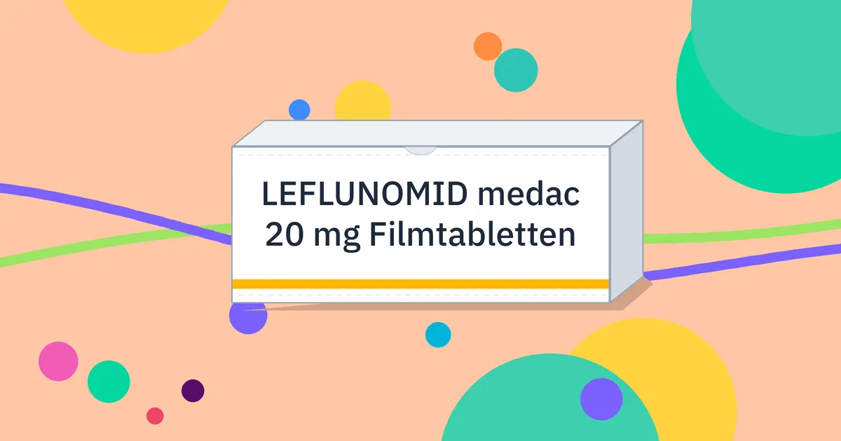 Symbolbild: Packung mit der Aufschrift LEFLUNOMID medac 20 mg Filmtabletten (PZN 06498550) – Verfügbarkeit und Bezug in Apotheken in Frankfurt am Main