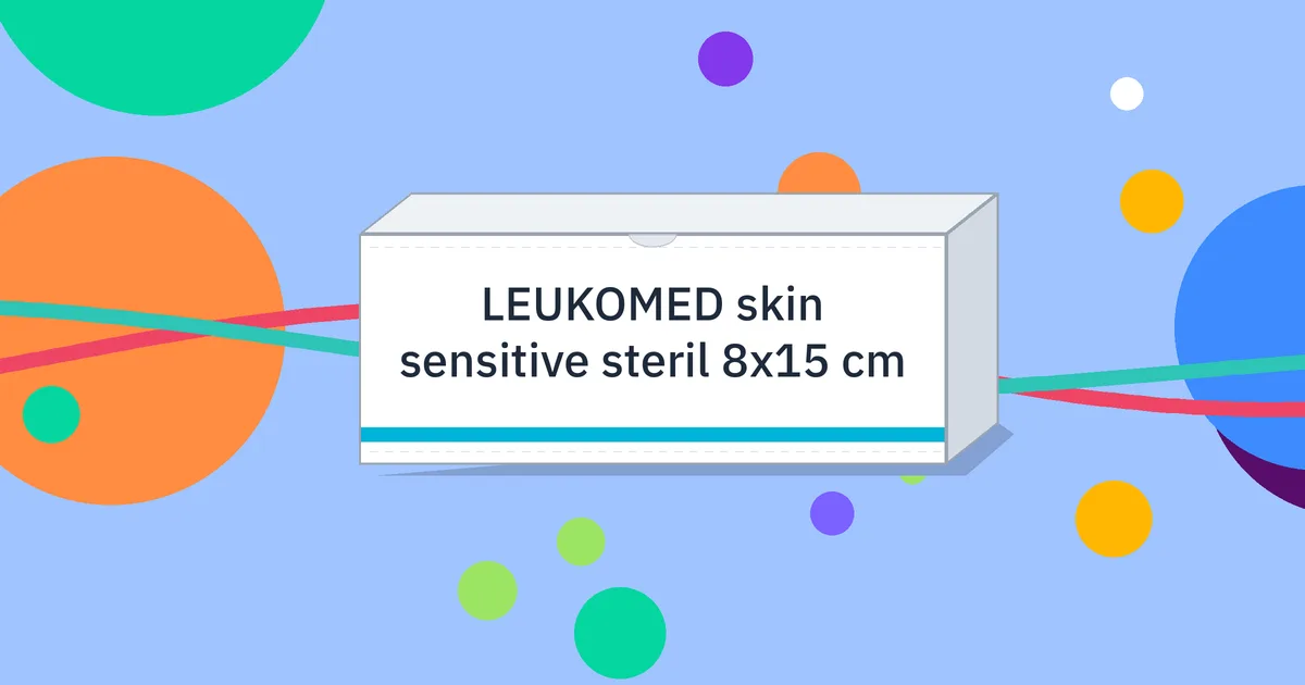 Symbolbild: Packung mit der Aufschrift LEUKOMED skin sensitive steril 8x15 cm (PZN 19884898) – Verfügbarkeit und Bezug in Apotheken in Frankfurt am Main