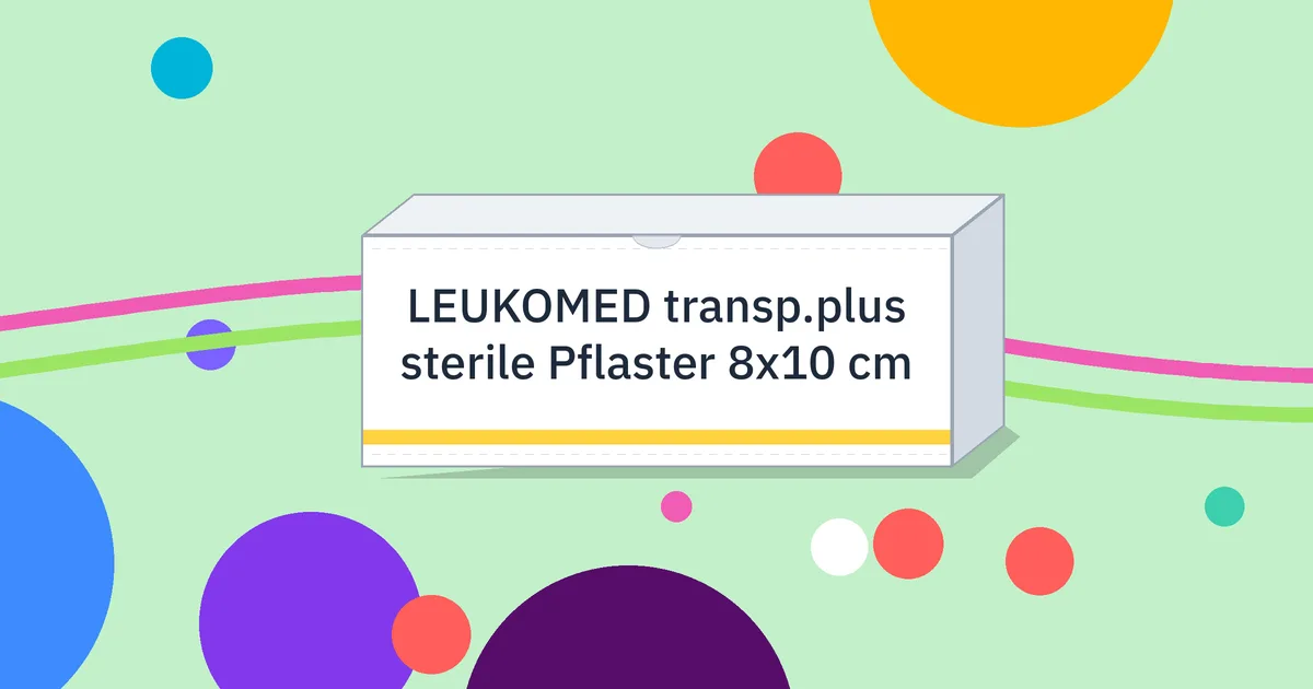 Symbolbild: Packung mit der Aufschrift LEUKOMED transp.plus sterile Pflaster 8x10 cm (PZN 01051063) – Verfügbarkeit und Bezug in Apotheken in Frankfurt am Main